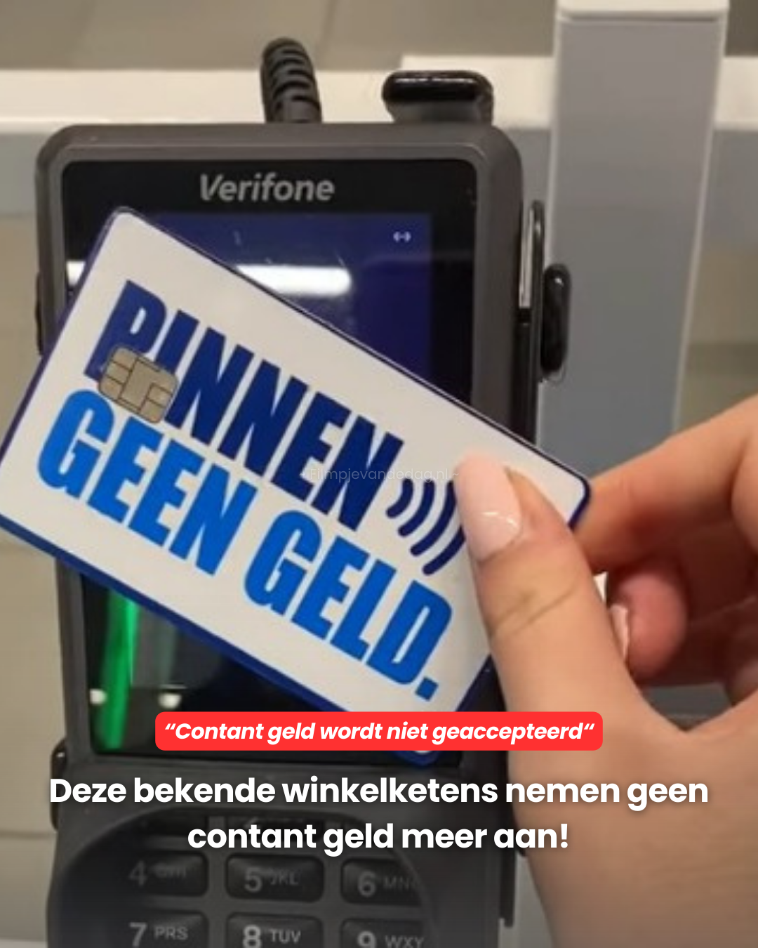 Contant geld wordt niet geaccepteerd..
