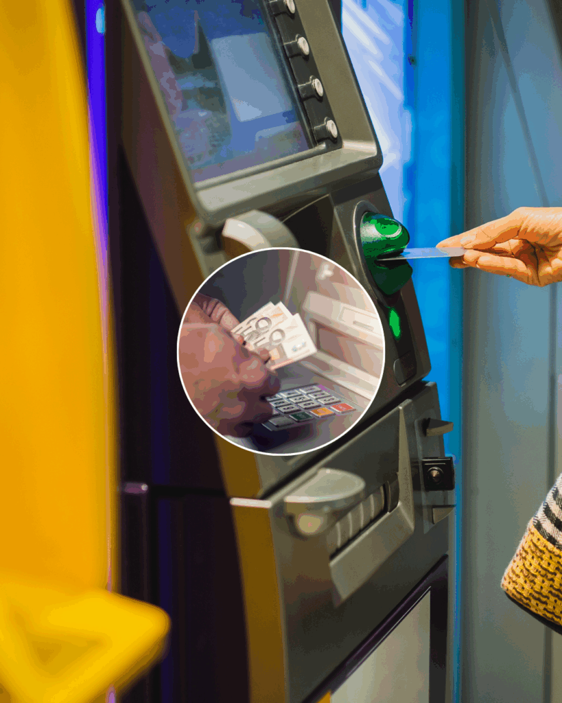 Dit betaal je per bank om geld op te nemen bij een geldautomaat..
